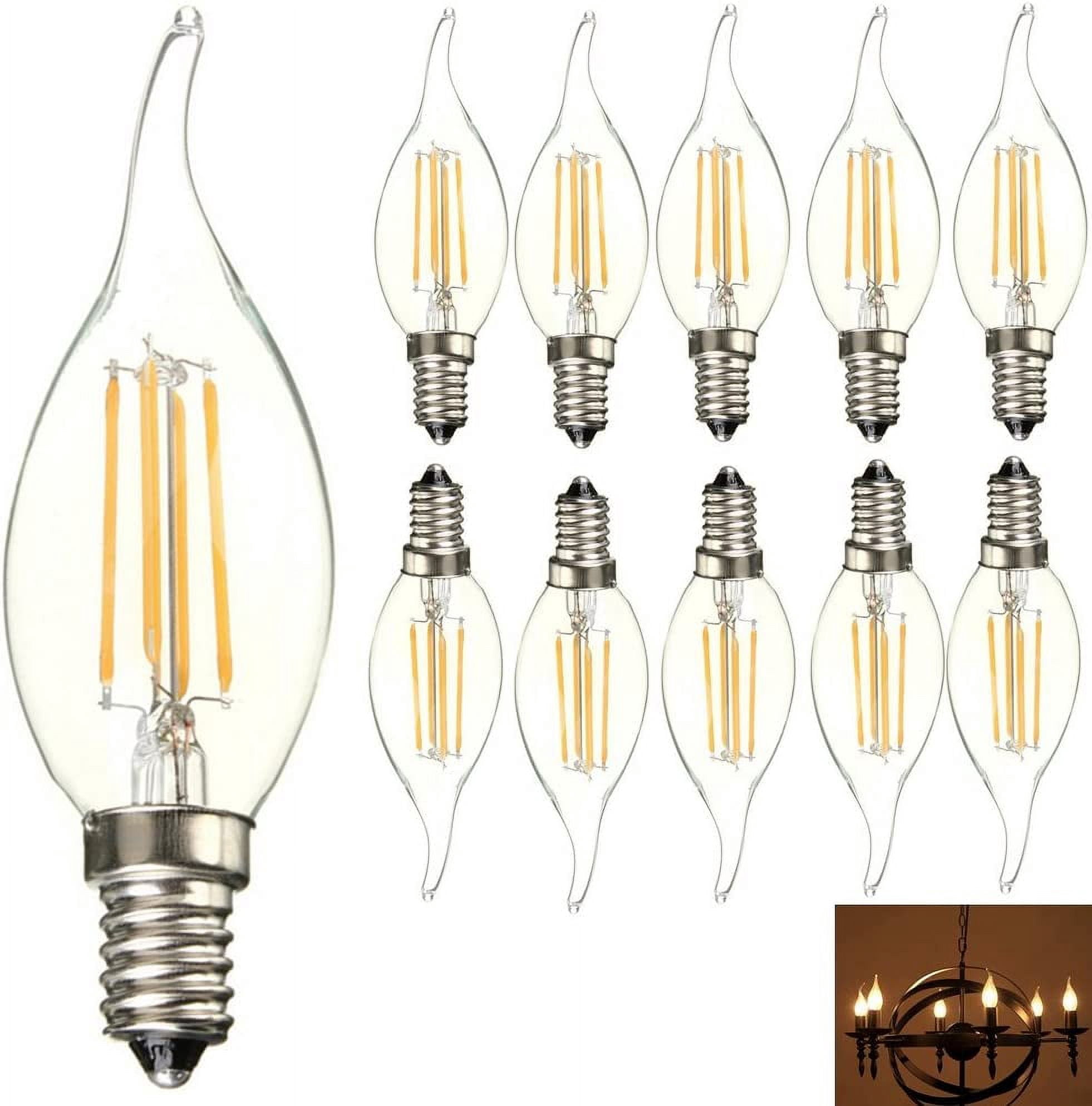 E14 Base LED Light Bulbs 4W CA11 Antique Candelabra Filament Candle ...