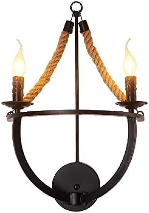 E14 Loft Industrial Hemp Rope Wall Lamp Iron Metal Retro Cafe Wall ...