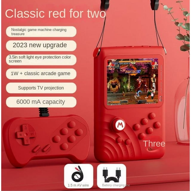 E2 Arcade 3.5-Inch Power Bank Game Console Double Red Retro Video Game ...