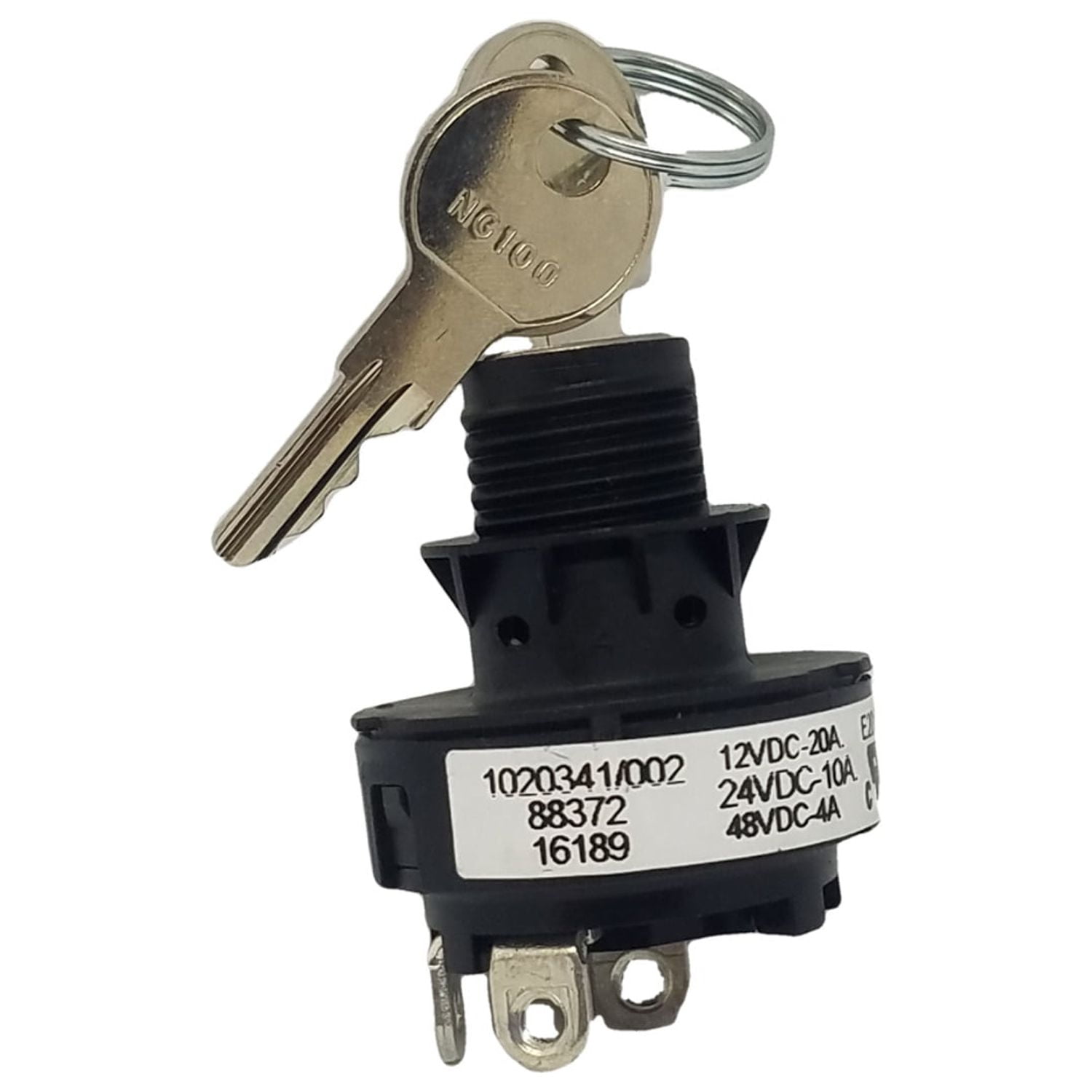 E201575 Key Switch 12VDC-20A 24VDC-10A 48VDC-4A 1020341/002 88372, 3 ...