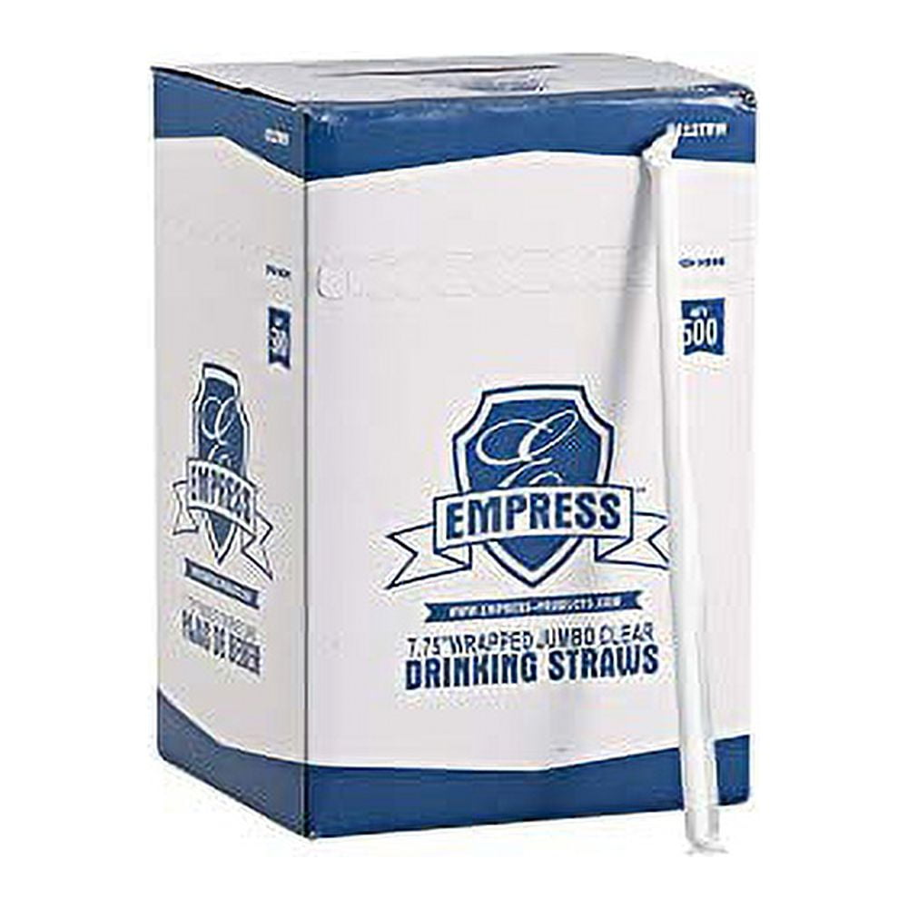 E212TRW Empress Jumbo Straw Paper Wrapped 7.75" Clear, Boxed 24/500 cs ...