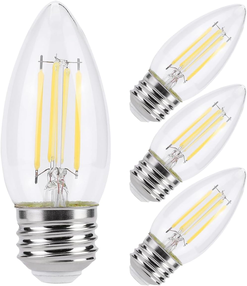 E26 Candelabra led Light Bulbs 4 Watt (40 Watt Equivalent) LED ...