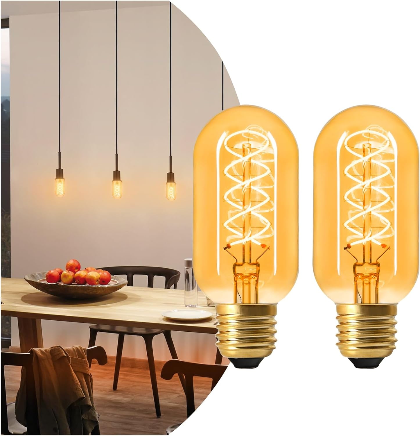 E26 Edison Bulbs 60 Watts Equivt, 600 Lume LED Bulbs 7W, Ula Filament ...
