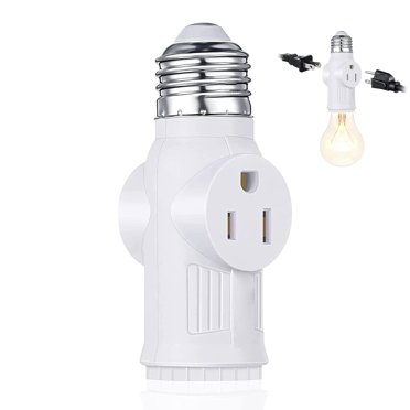KEINXS 3 Prong Light Socket Adapter, E26 Light Bulb Outlet Adapter ...