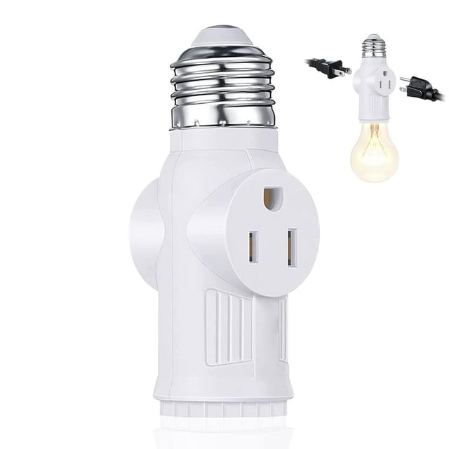 E26 Light Socket to Plug Adapter, 2/3 Prong Light Socket Outlet, Light ...