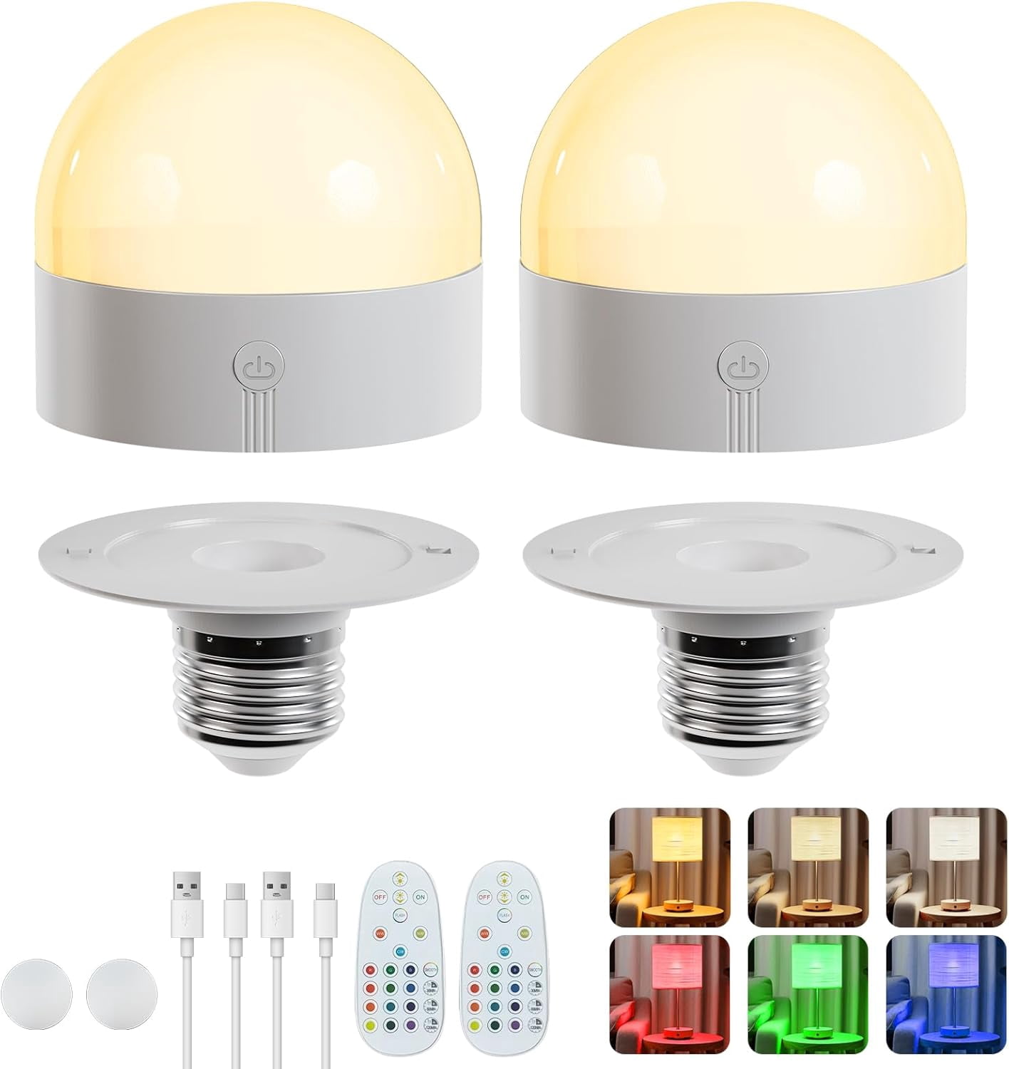 E26 RecharYANTONable Light Bulb with Remote and Timer,Battery Operated ...