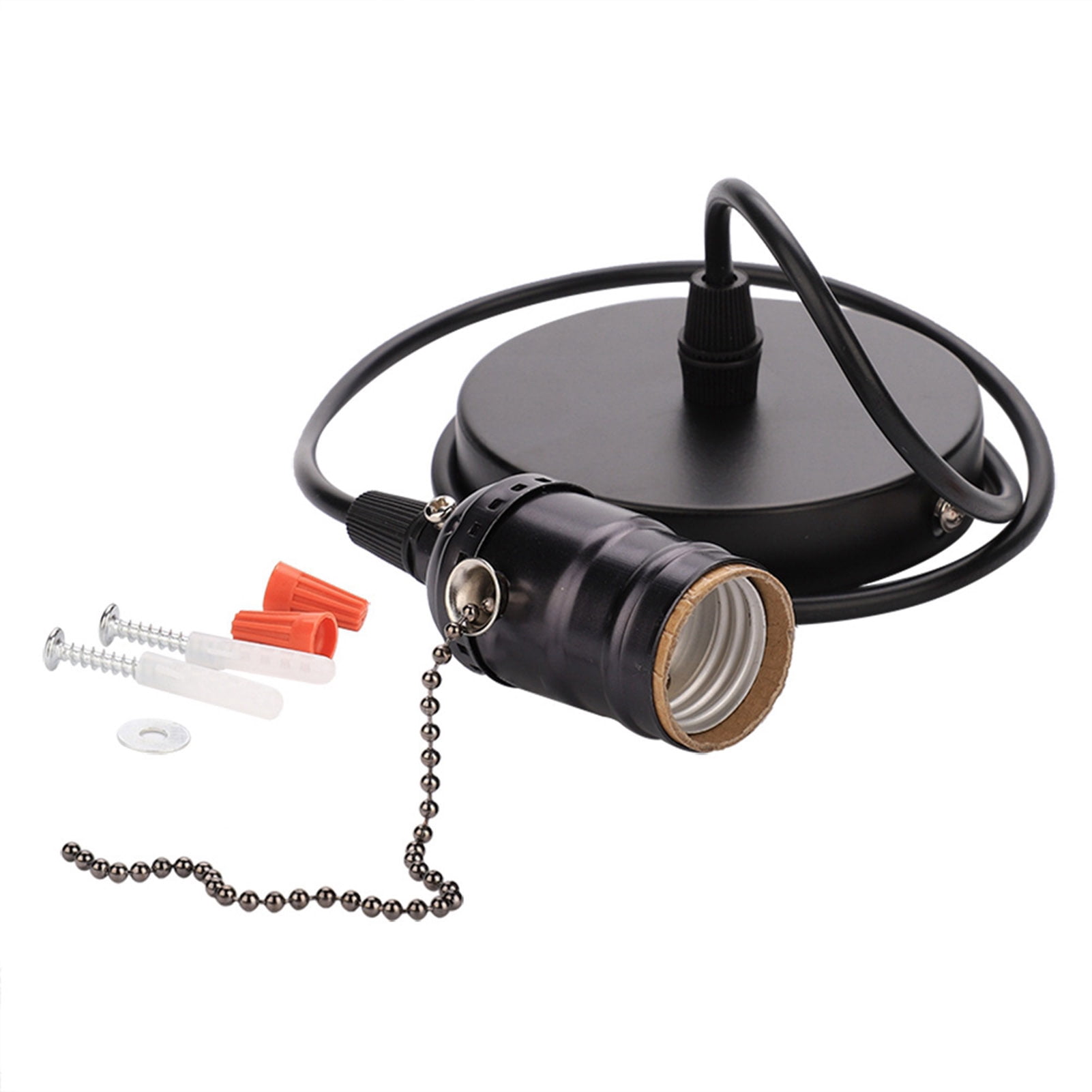 E26 Vintage Pendant Light Holder with Pull Chain Switch Lamp Base ...