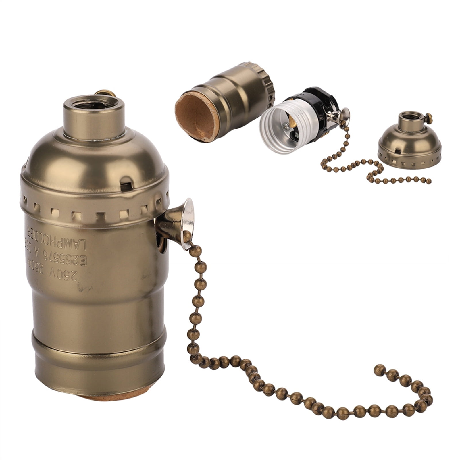 E27 Aluminum durable Vintage Light Socket with Pull Chain Desk Table ...