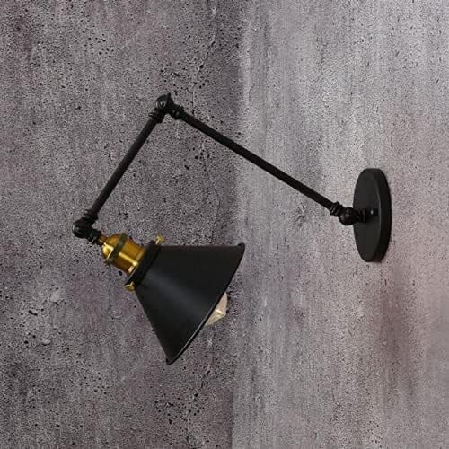 E27 Black 2 Sections Joystick Long Arm Wall Lamp On Under Adjustable ...