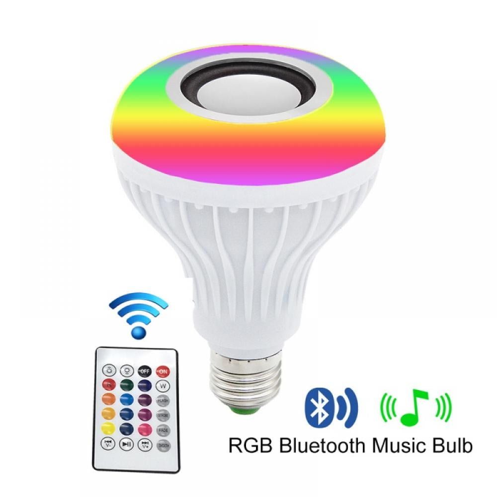 E27 Bluetooth Light Bulb with Speaker,RGBW Remote Control Bluetooth ...