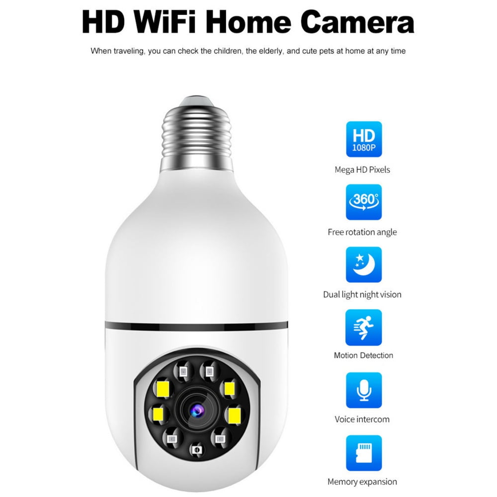 E27 Bulb Camera 1080P Security Camera with 2.4Ghz Wifi 360 Degree ...