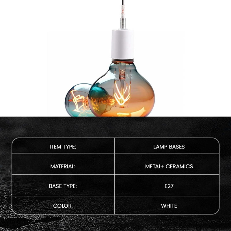 E27 Ceramic Screw Base Round LED Light Bulb Lamp Socket Holder Adapter ...