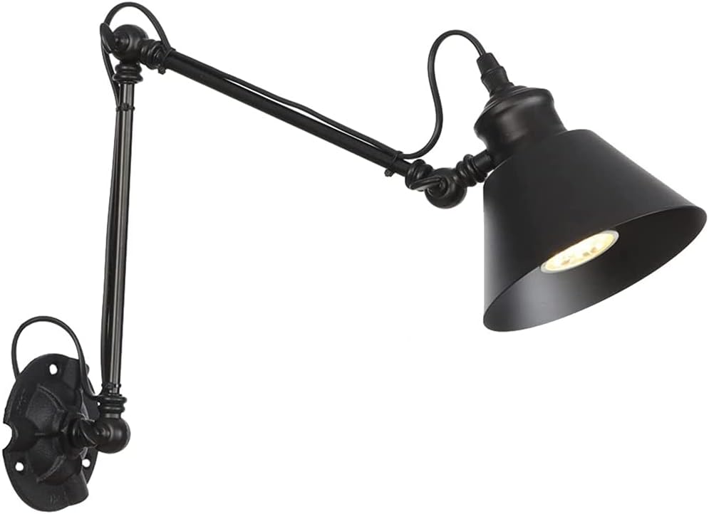 E27 Industrial Iron Long Arm Wall Sconce Double Section Retractable ...