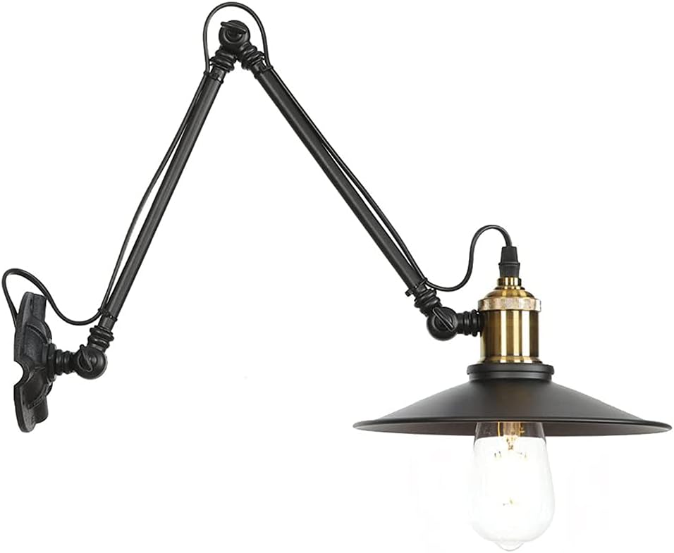 E27 Industrial Wrought Iron Wall Lamp Double Section Retractable Wall ...