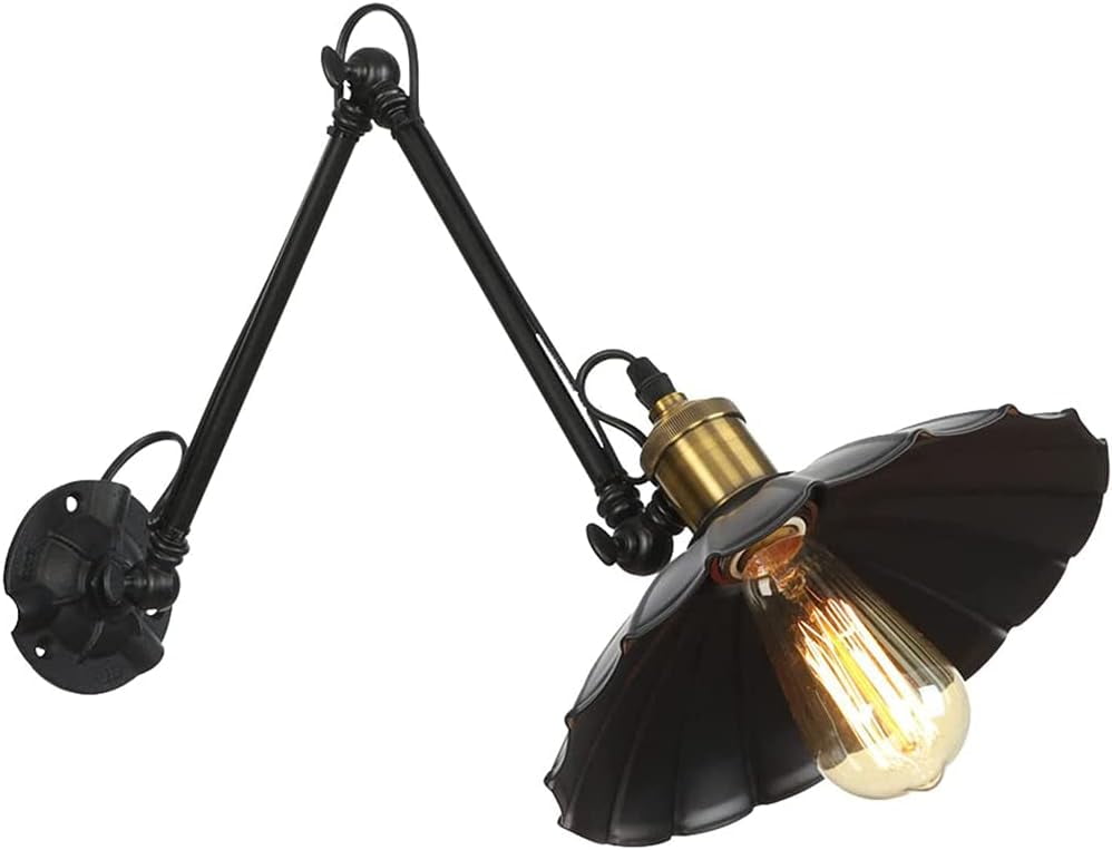E27 Industrial Wrought Iron Wall Lamp Double Section Retractable Wall ...