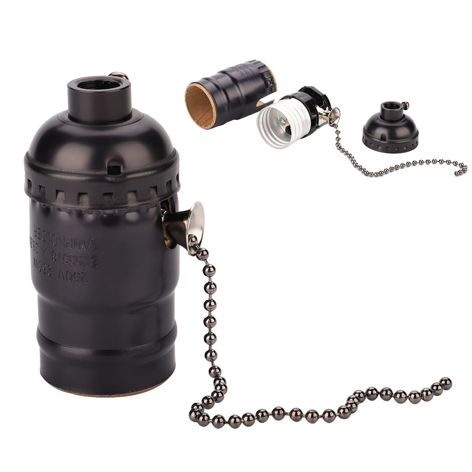 E27 Light Socket with Pull Chain Desk Lamp Lighting Holder Screw Base ...