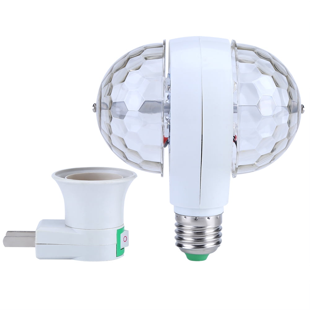 E27 RGB LED Disco Stage Light Ball Bulb 2-Head Rotating Party Effect ...