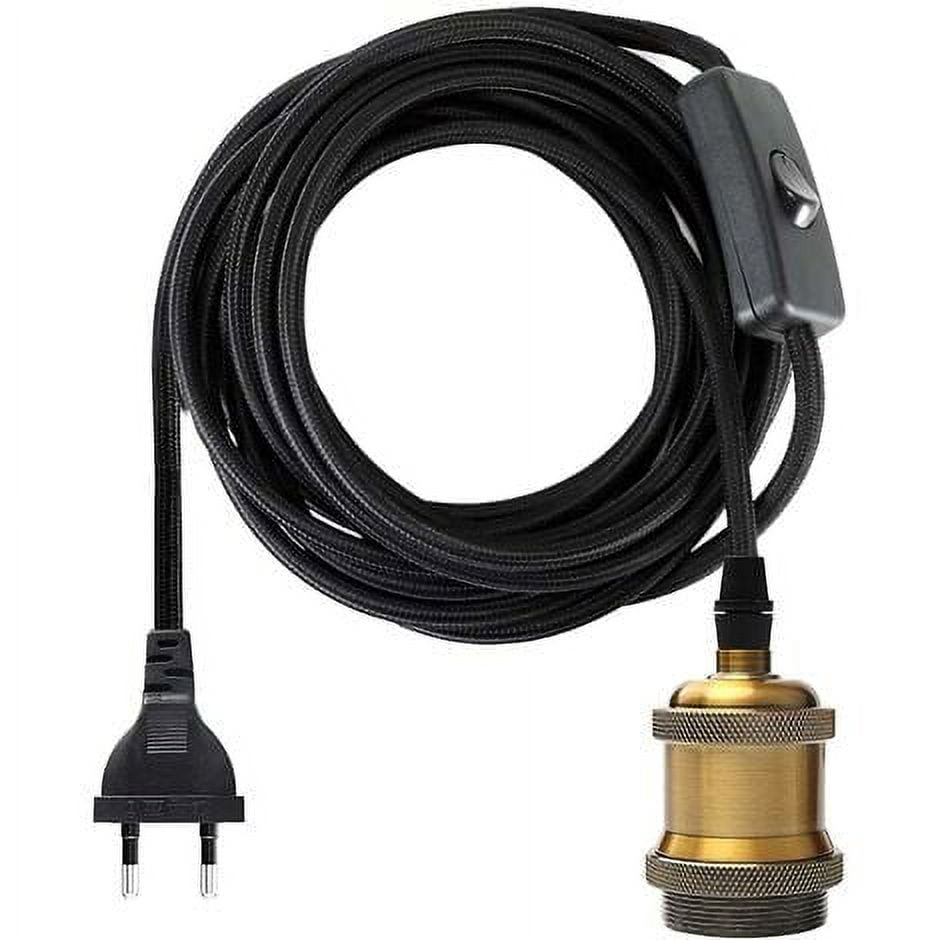 E27 Socket with Switch, 1.2 Meters Cable Fabric Electric Wire for Bulb ...