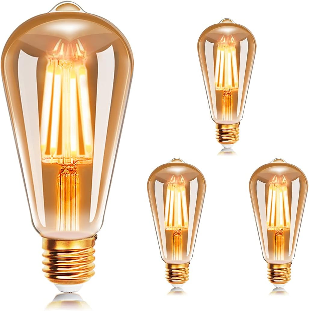 E27 St64 Led Filament Light Bulb, 6W 2200K Warm White Vintage Bulbs ...