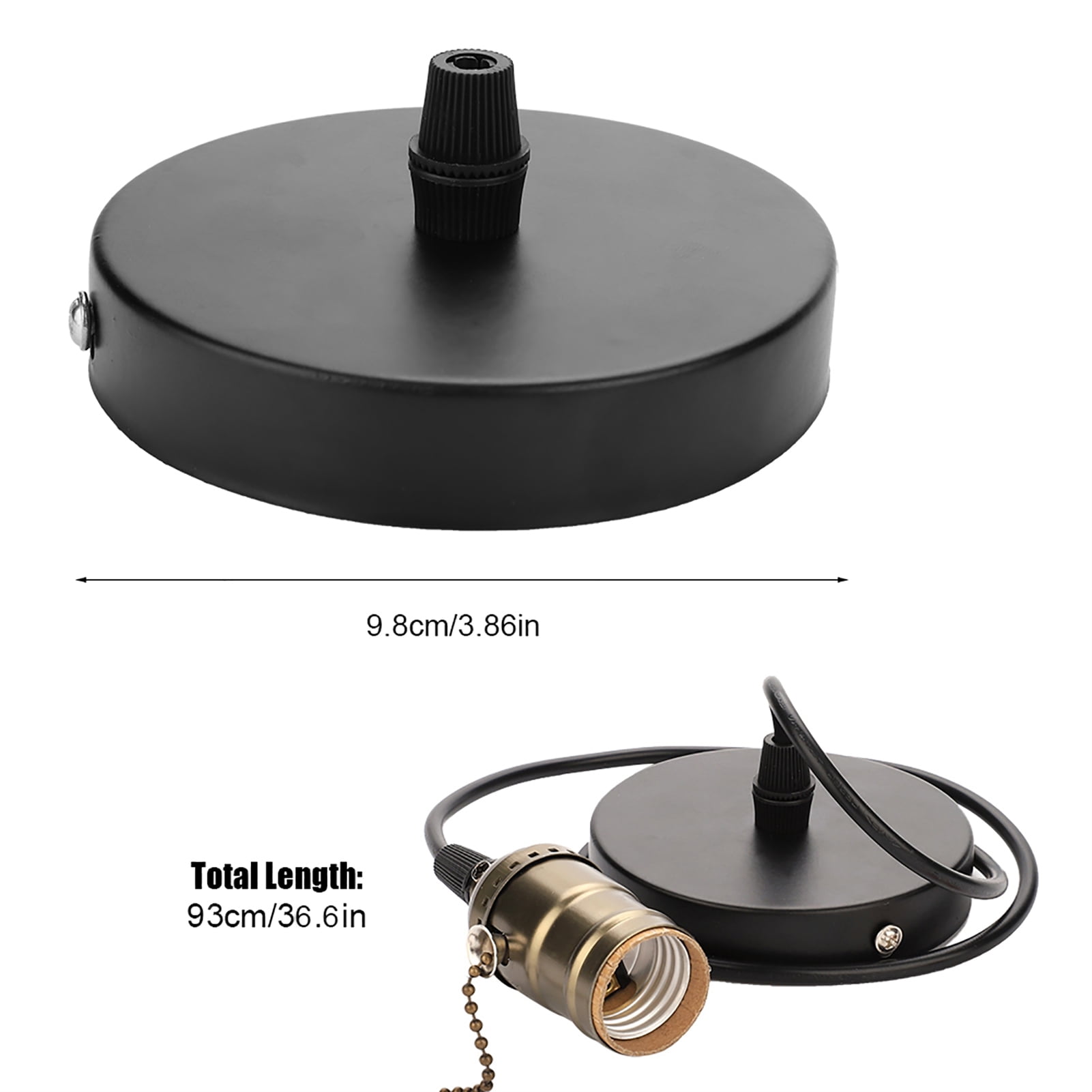 E27 Vintage Pendant Light Holder with Pull Chain Switch Lamp Base ...