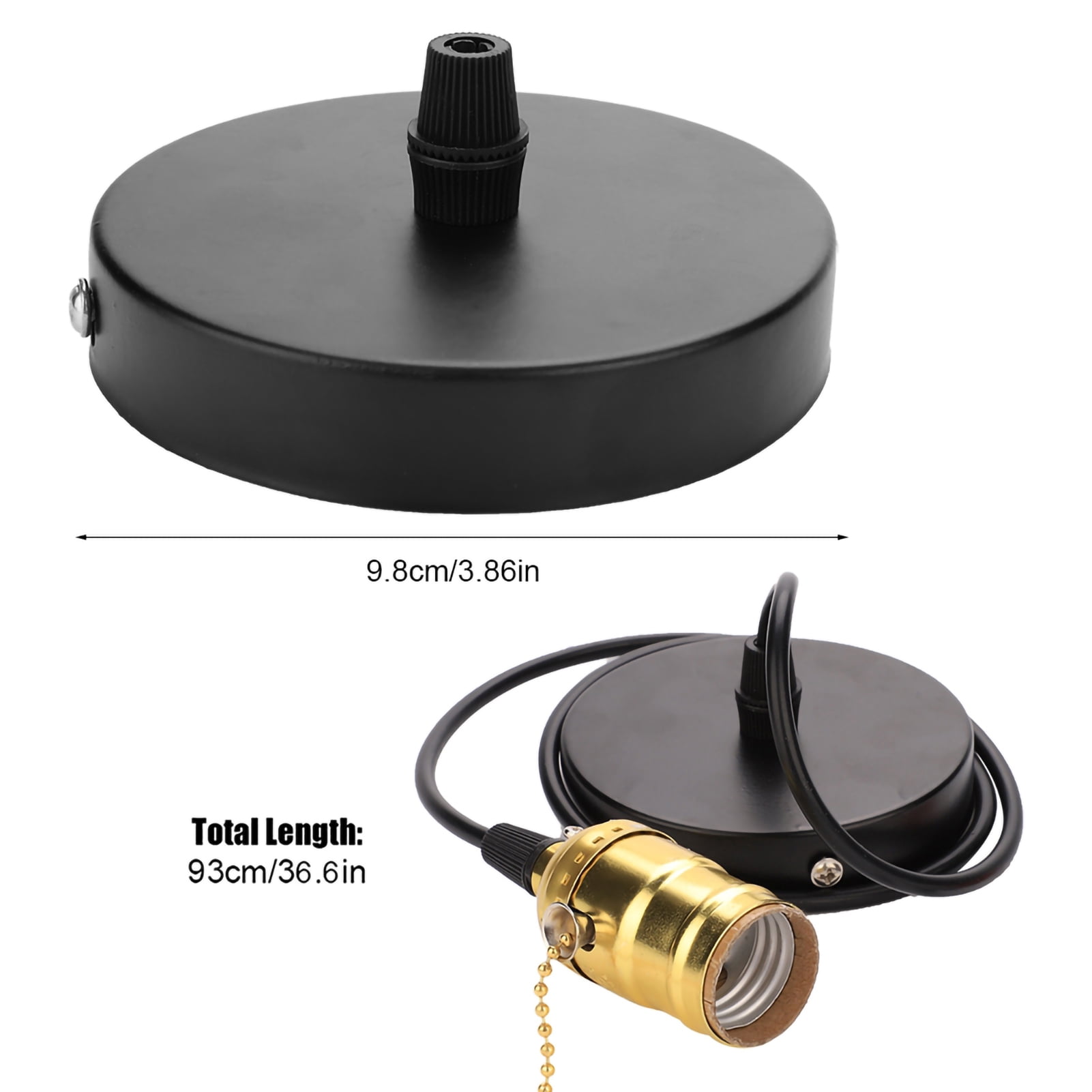 E27 Vintage Pendant Light Holder with Pull Chain Switch Lamp Base ...