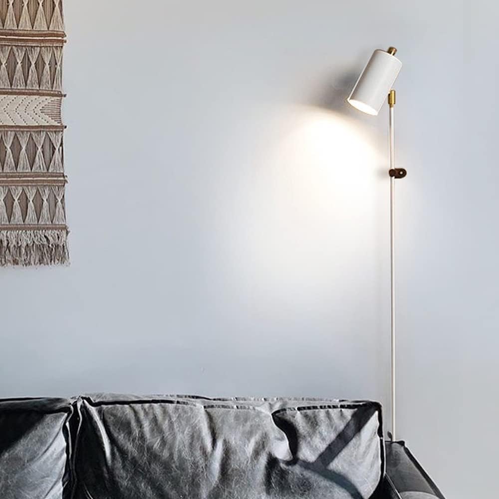 E27 White Long Pole Adjustable Wall Lamp Wrought Iron Trichromatic ...