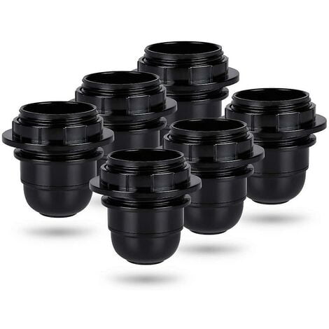 E27 screw socket black -6x E27 plastic ring socket - E27 bulb socket ...