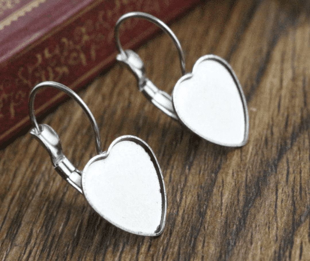 E318 - 10 pcs. 304 Stainless Steel Silver Tone Earring Clips Settings ...