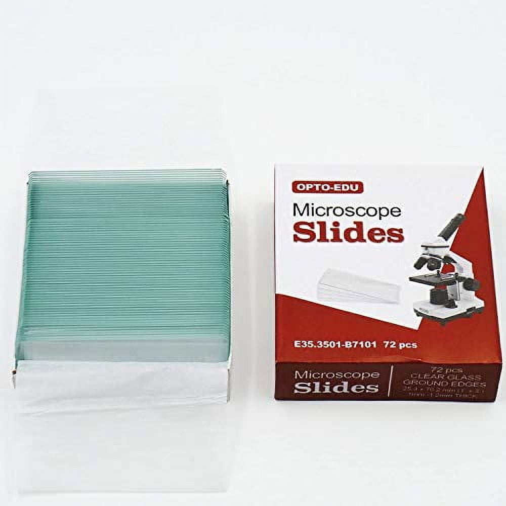 E35.3501 Blank Microscope Slides & 100-Pieces Square Cover Glass, Glass ...