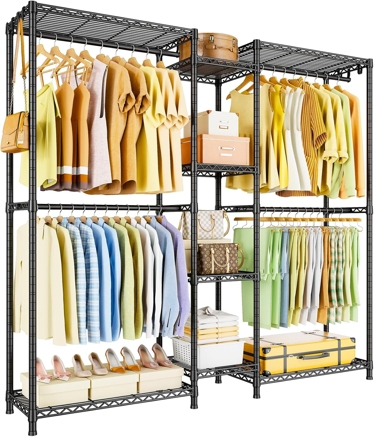 E4 Clothes Rack, Heavy-Duty Garment Rack, Metal Freestanding Clothing ...