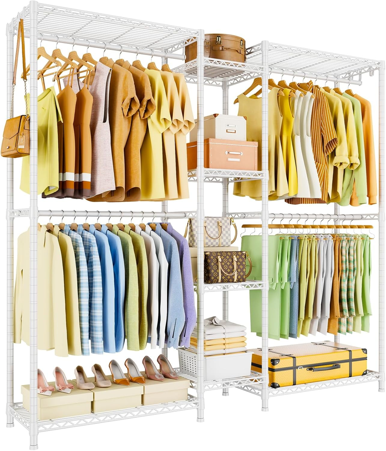 E4 Clothes Rack, Heavy-Duty Garment Rack, Metal Freestanding Clothing ...