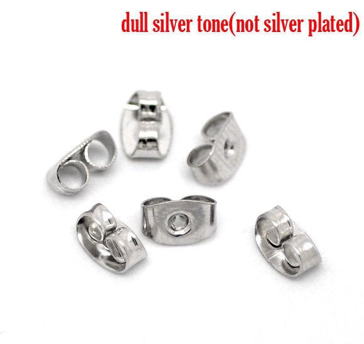 E431 - 500 pcs (250 Pairs) Silver Tone Ear Nuts - 6mm x 5mm - Earring ...