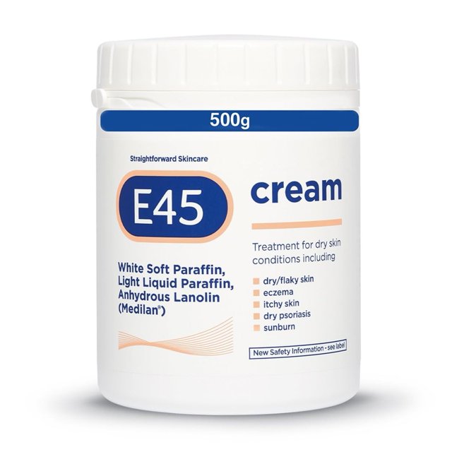E45 Cream 500 g MZF22 Tub - Moisturiser for and Sensitive - Emollient Body Cream to Soothe and ...