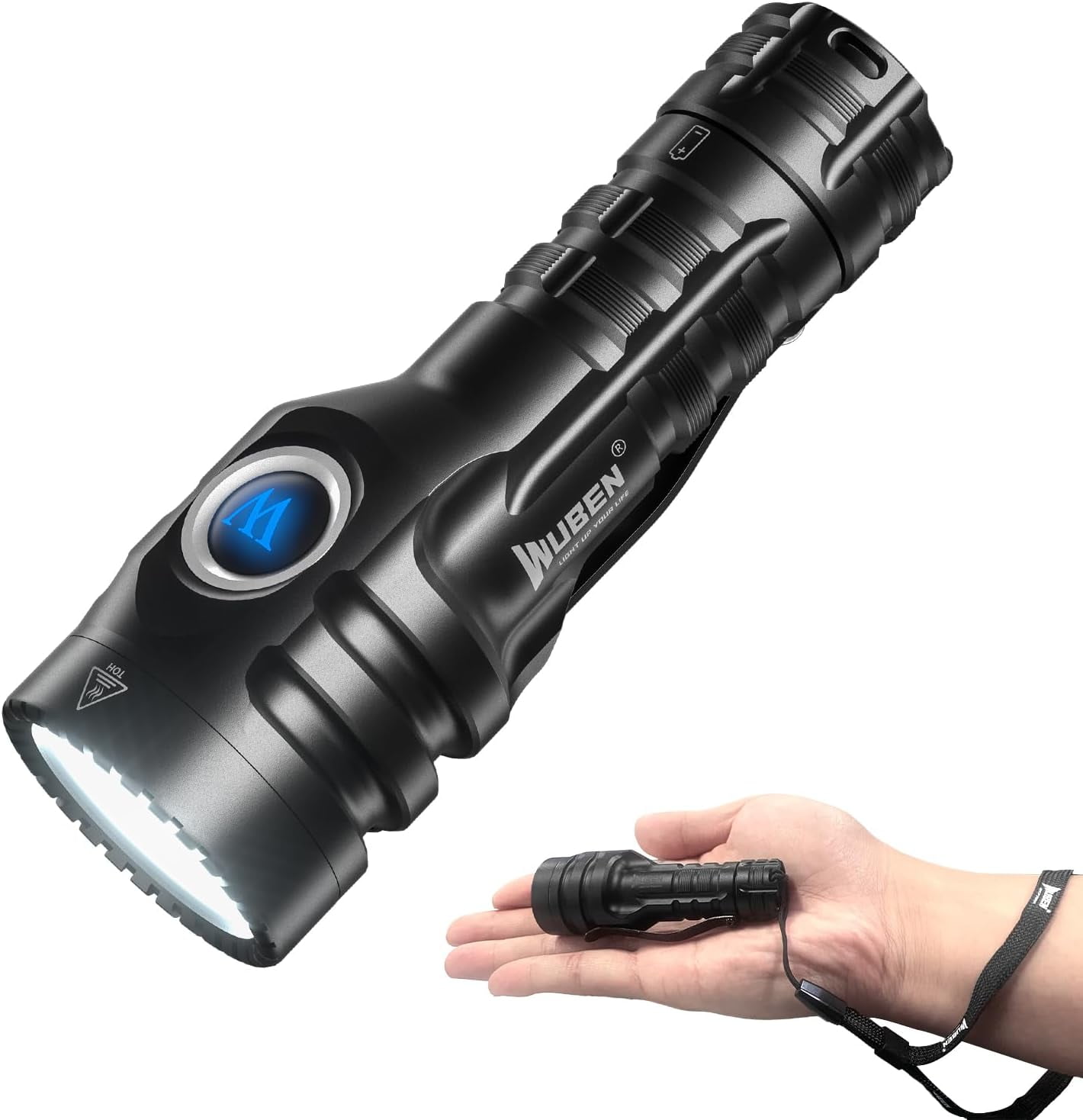E6 Pocket Flashlight Rechargeable 900 High Lumens, 5 Modes EDC Tactical ...