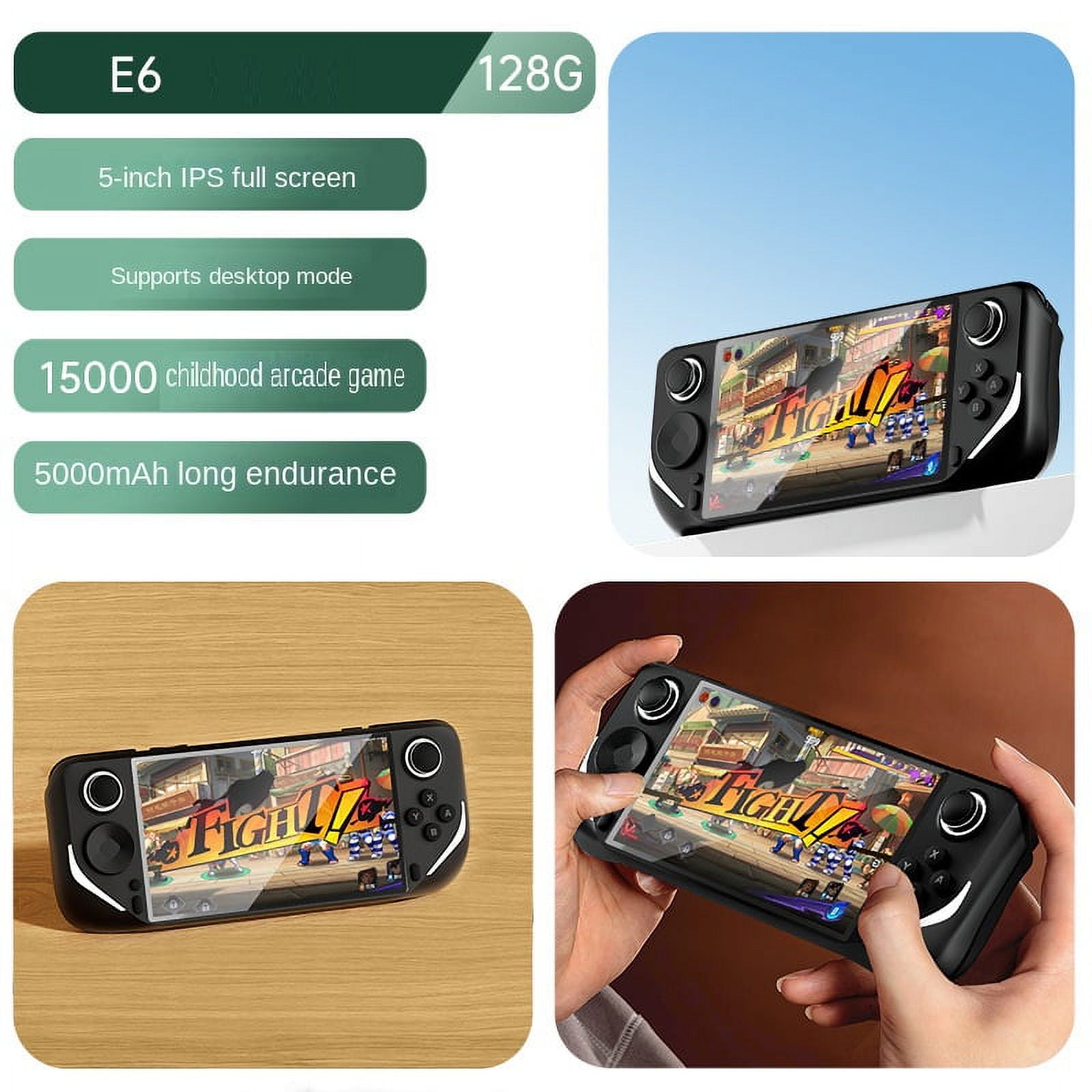 E6 Retro Handheld Gaming Console 5-inch LCD Display Built-in 128GB Card ...