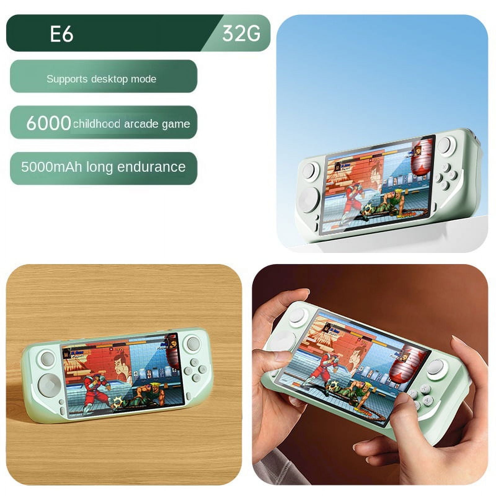 E6 Retro Handheld Gaming Console 5-inch LCD Display Built-in 32GB Card ...