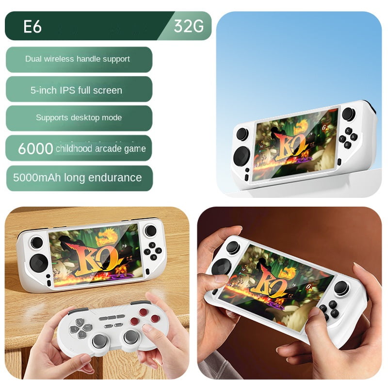 E6 Retro Handheld Gaming Console 5 inch LCD Display Built-in 32GB Card ...