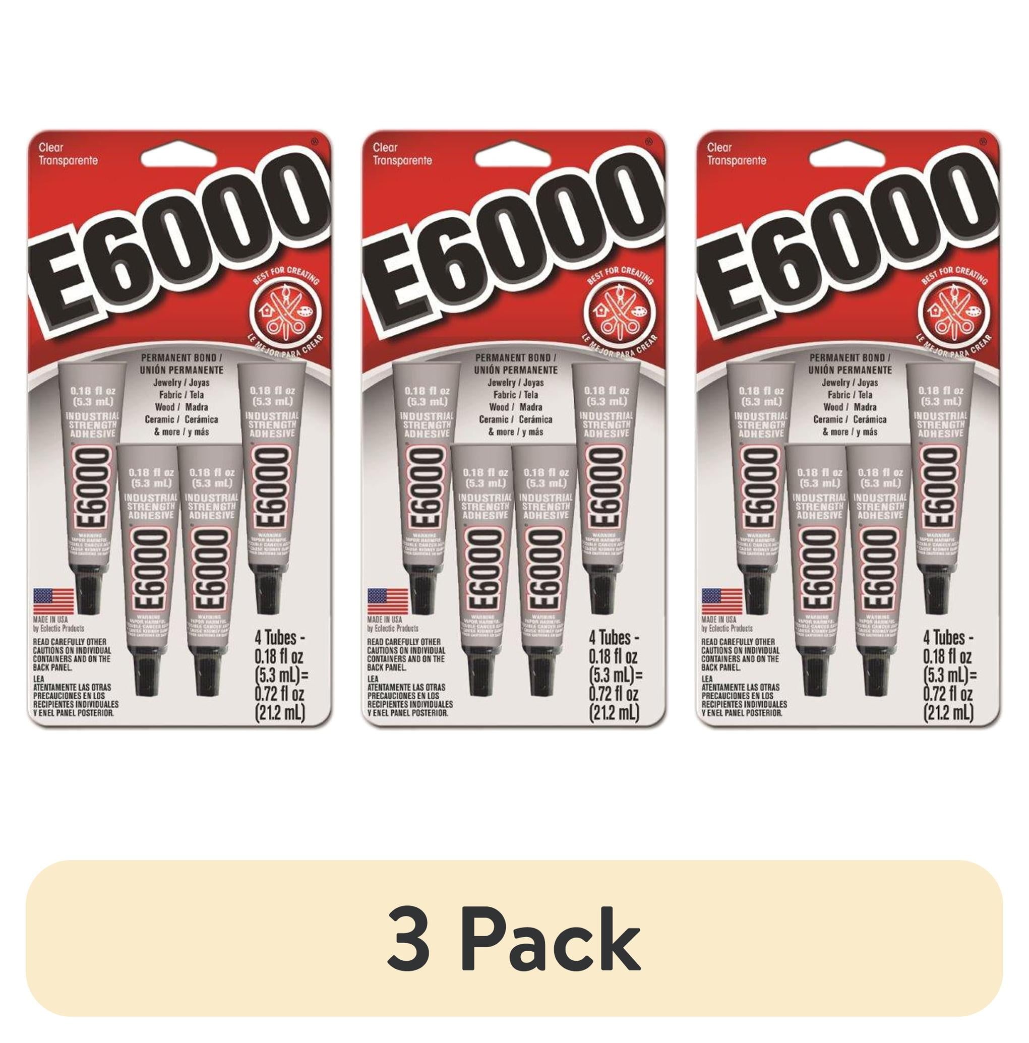 (3 pack) E6000 24 Hours Industrial Strength Adhesive Glue, Clear, 0.18 ...