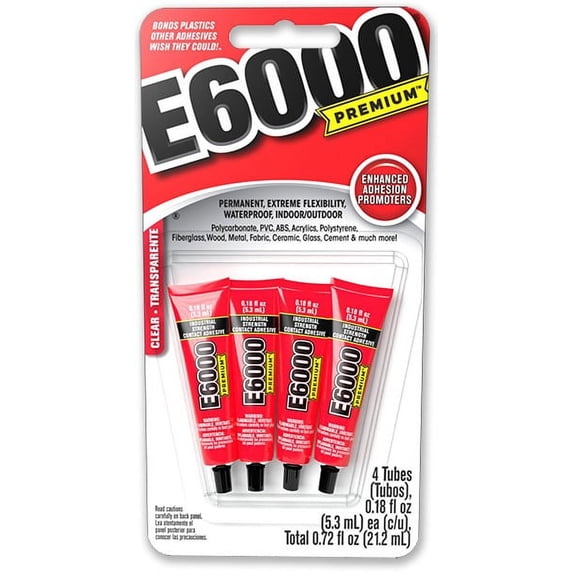 E6000 Waterproof Clear Adhesive Mini Packs for Plastics Metal Glass ...