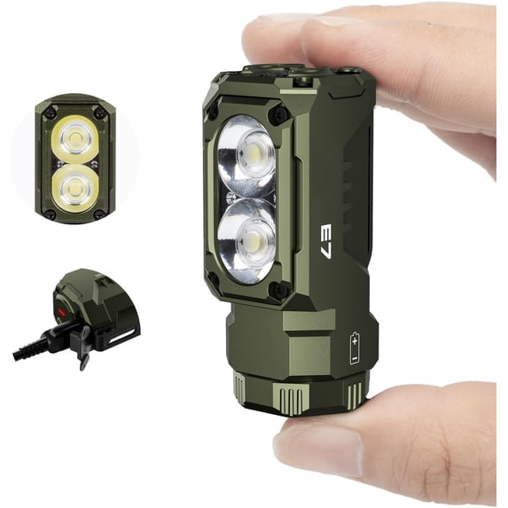 E7 1800 Lumen Mini Flashlight with - Bright 6 Modes ArmyGreen EDC ...