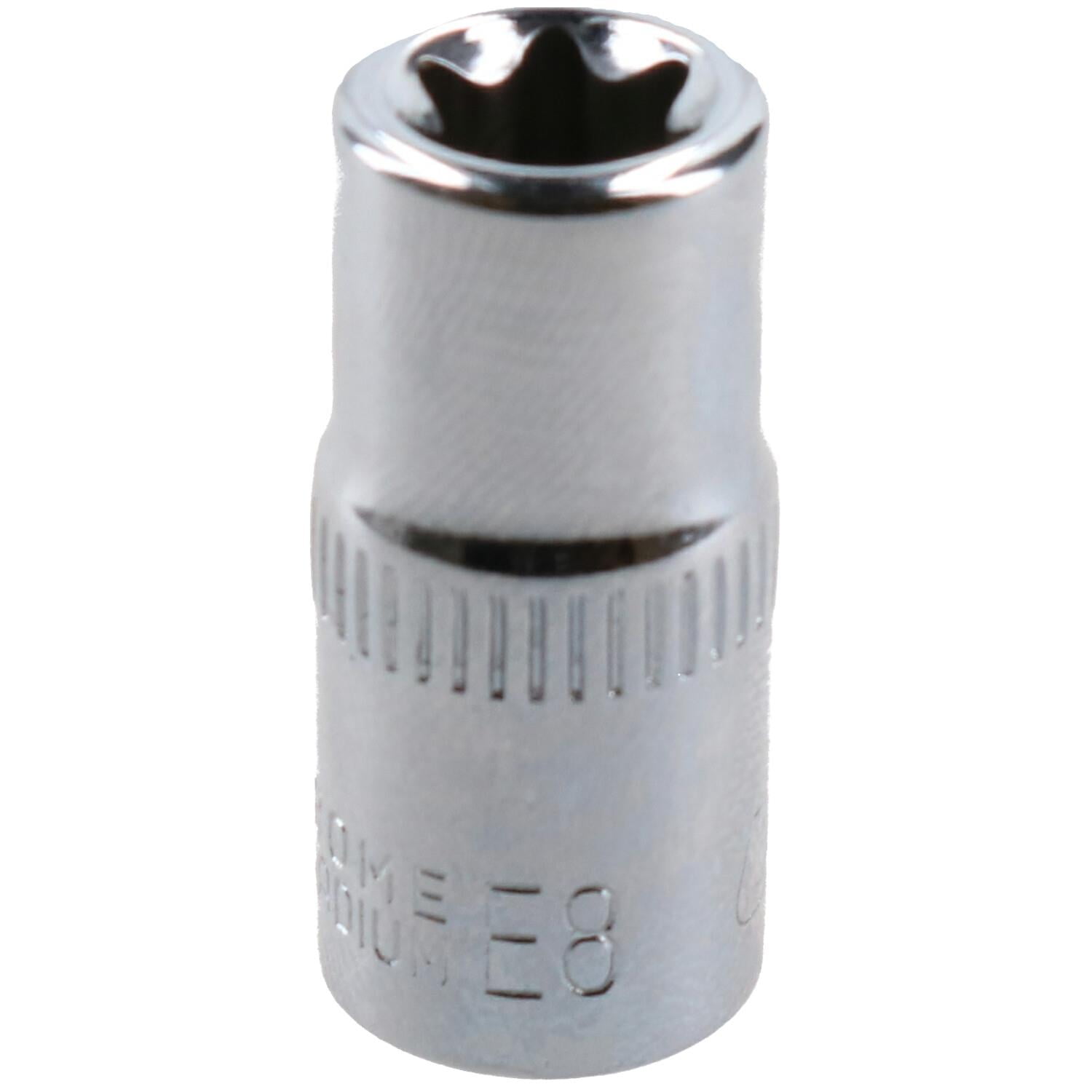 E8 Female Torx Socket Star Bit 1/4" Drive Standard External Chrome ...