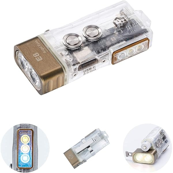 E8 Hybrid Battery EDC Flashlight, Max 700 Lumen with 6500K Cool White ...