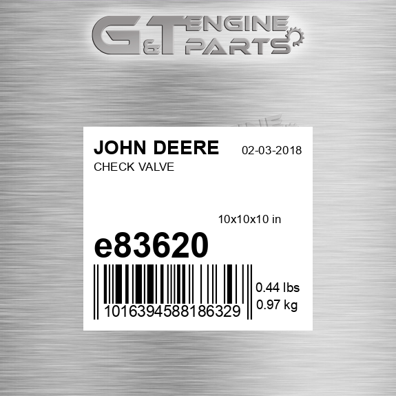 E83620 CHECK VALVE fits JOHN DEERE (New OEM) - Walmart.com
