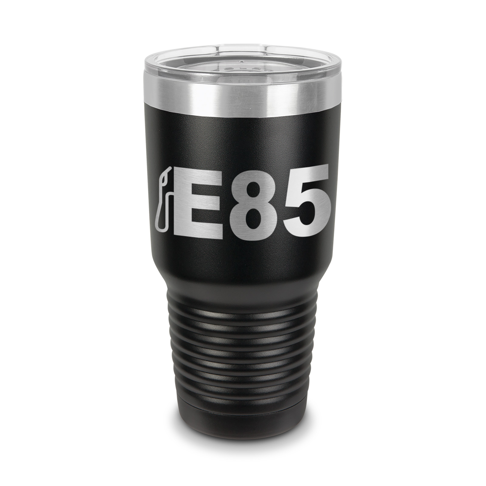 E85 Tumbler 30 oz - Laser Engraved w/ Clear Lid - Stainless Steel - Vacuum Insulated - Double ...