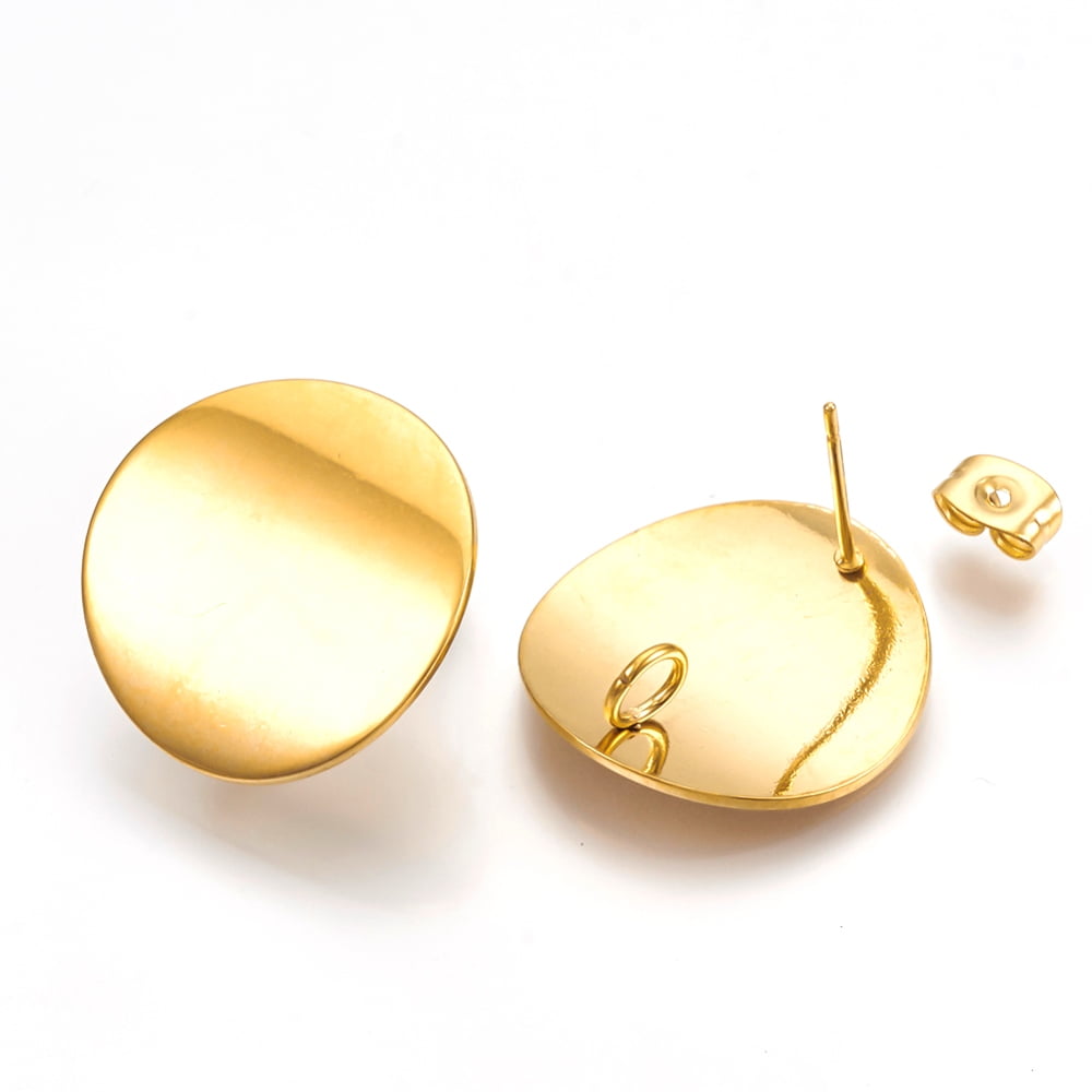 E866 - 10 pcs. (5 pairs) 304 Stainless Steel Gold Earring Posts/Bases ...