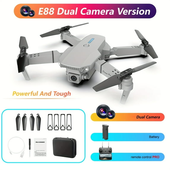 E88 Drone - Dual HD Cameras, Foldable, Optical Flow Positioning | One ...