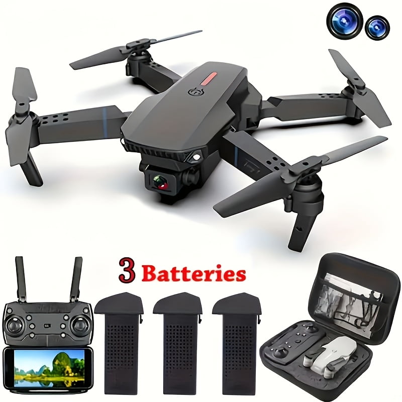 E88 Foldable Drone with Dual HD Cameras | 360° Roll & Brushless Motor ...