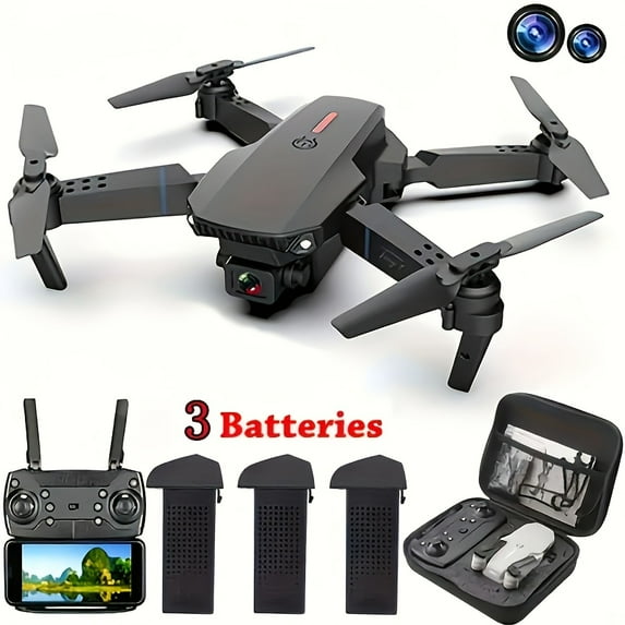 E88 Foldable Drone with Dual HD Cameras | 360° Roll & Brushless Motor ...
