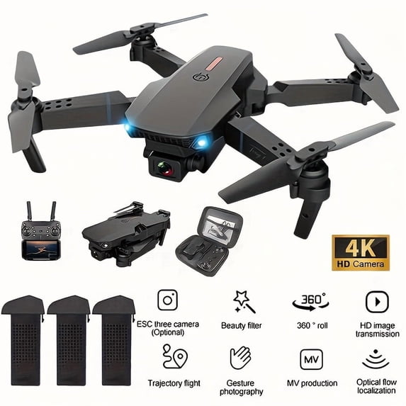 E88 PRO MAX Drone - 4K Dual Cameras, Visual Remote with Display Screen ...