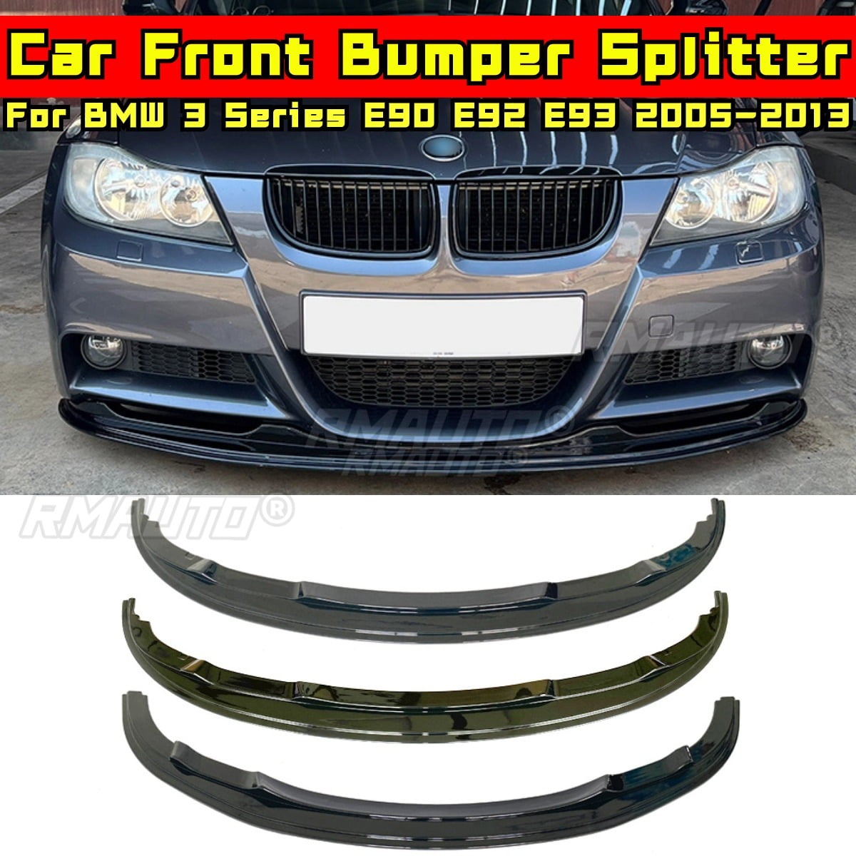 E90 E92 E93 Front Bumper Lip Glossy Black Sport Style Front Bumper ...